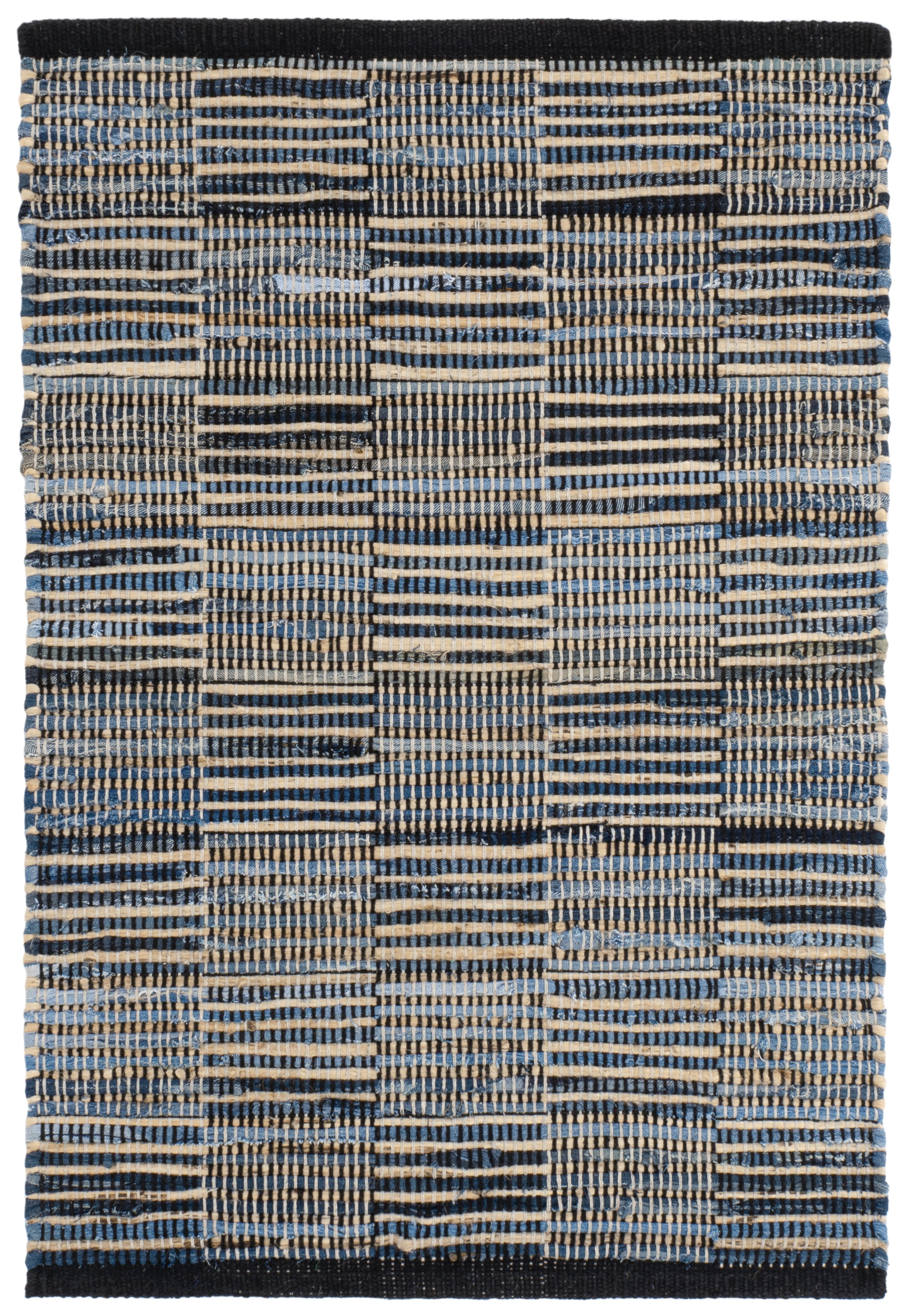 Denim Rag Gridwork Blue Handwoven Cotton Rug – Maine Cottage