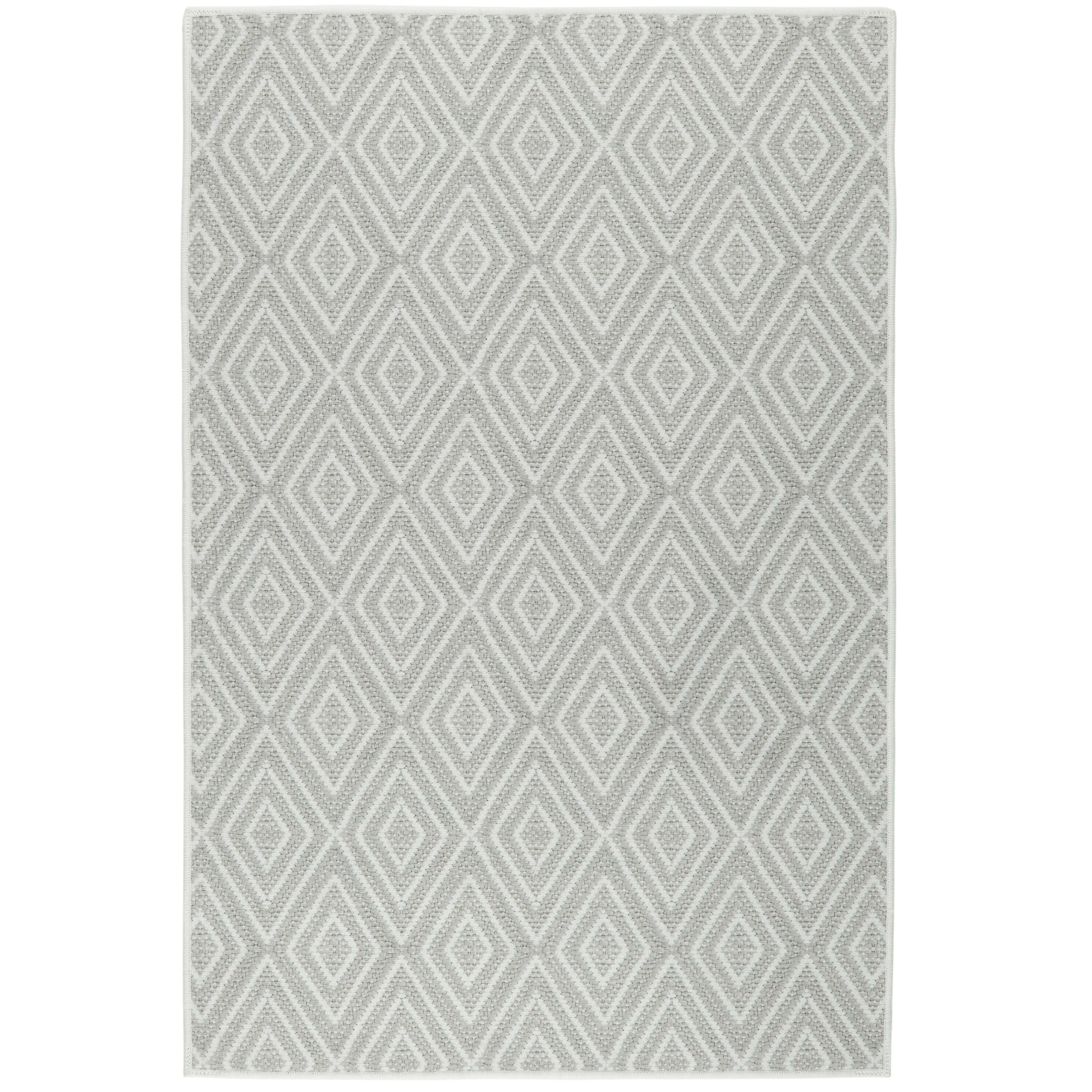 Diamond Platinum/White Machine Washable Rug – Maine Cottage