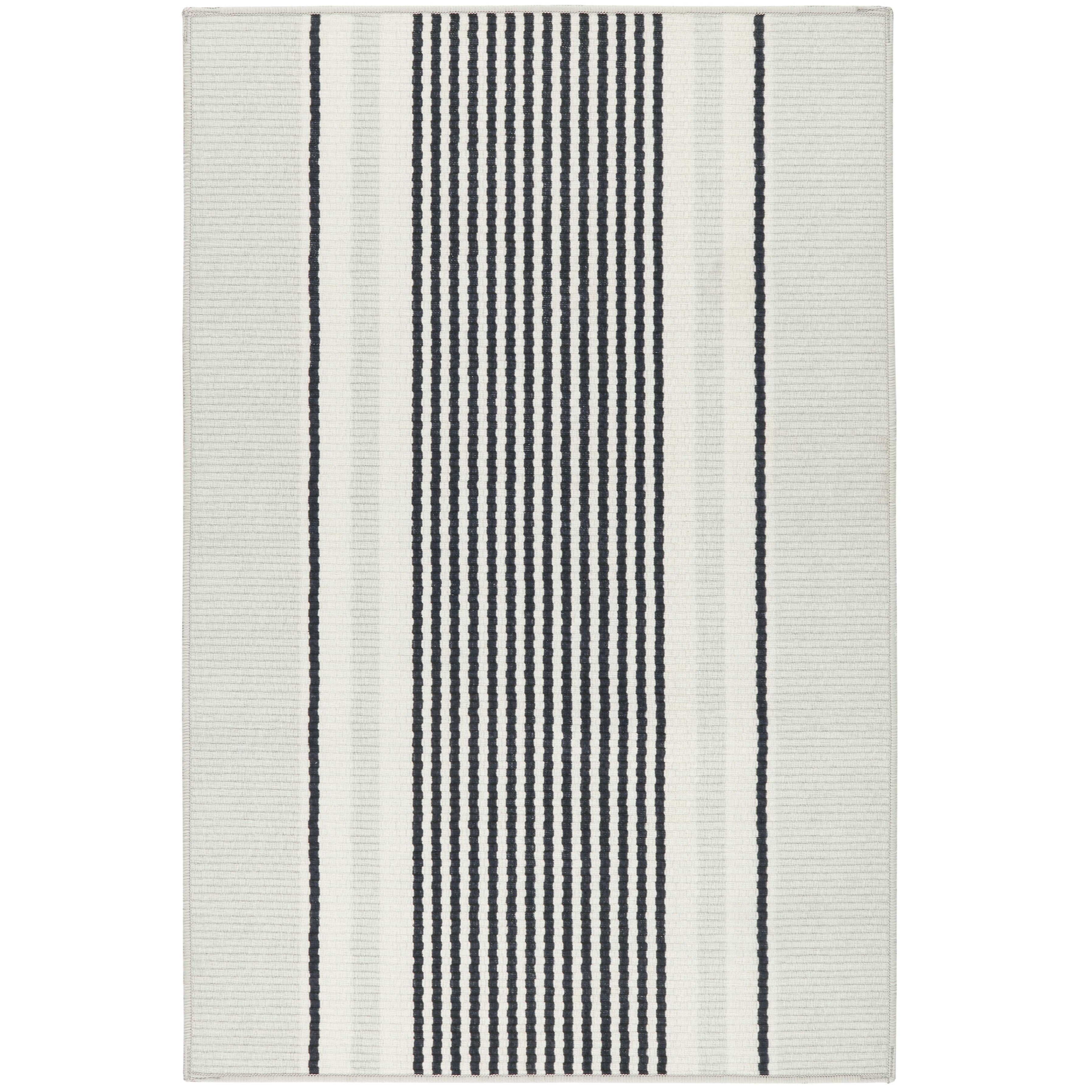 Gunner Stripe Grey Machine Washable Rug – Maine Cottage